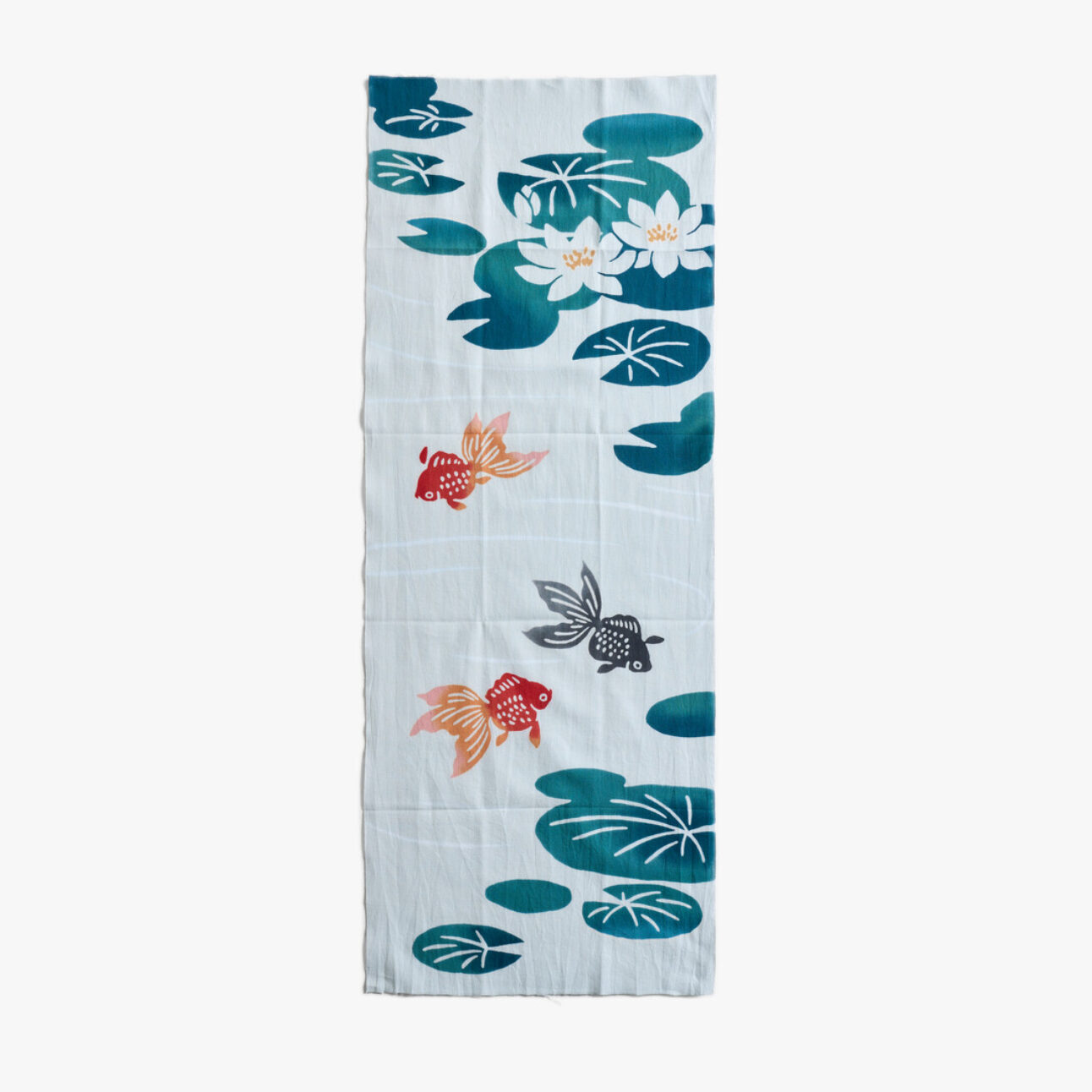 KAMAWANU Tenugui - Goldfish in Lotus Pond - Japan House London